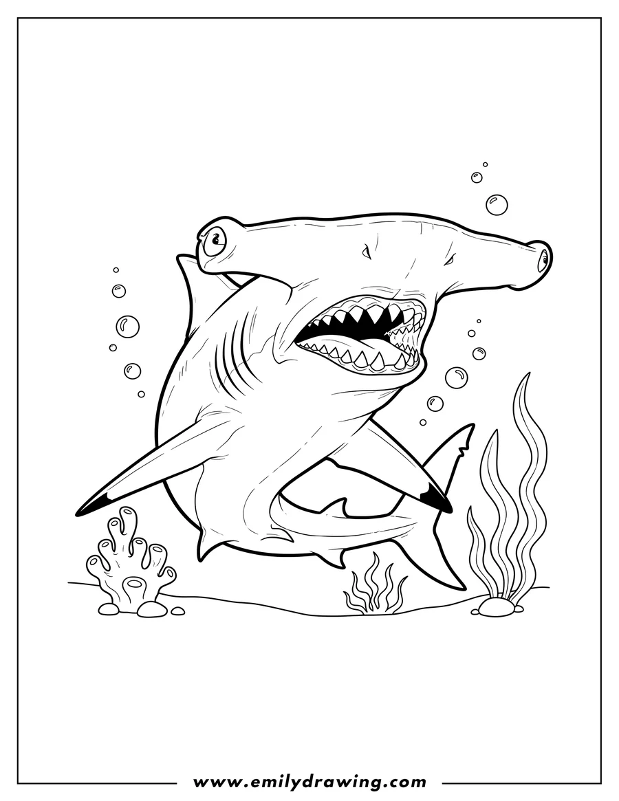 Hammerhead Shark Coloring Pages - Emily Drawing