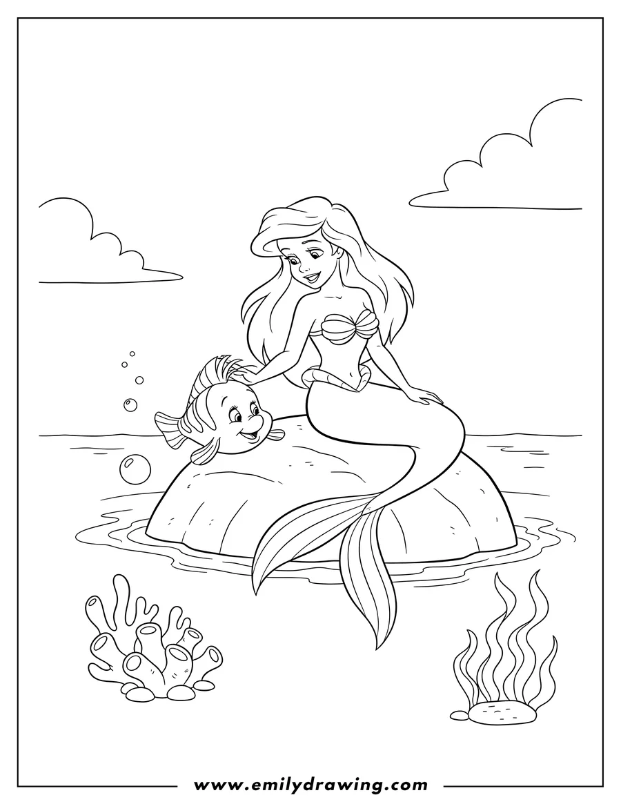 Ariel Coloring Pages - Emily Drawing