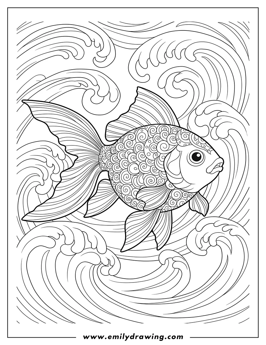 Goldfish Coloring Pages - Emily Drawing