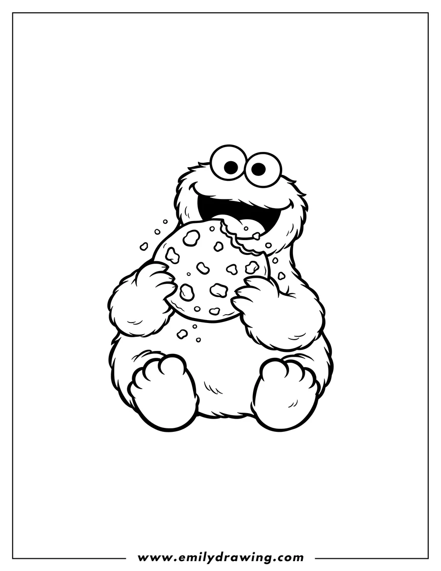 Cookie Monster Coloring Pages - Emily Drawing
