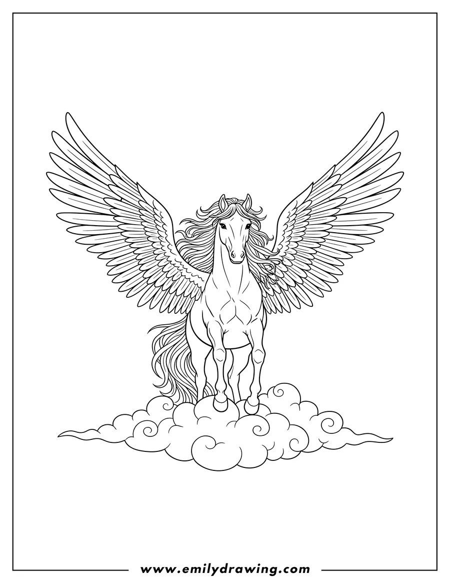 Pegasus Coloring Pages - Emily Drawing