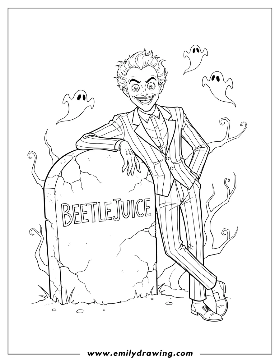 Beetlejuice Coloring Pages - Emily Drawing