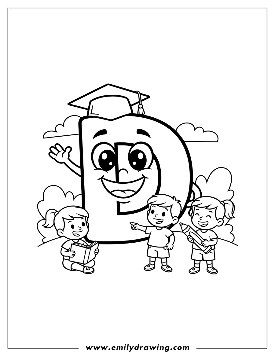 Letter D Coloring Pages - Emily Drawing