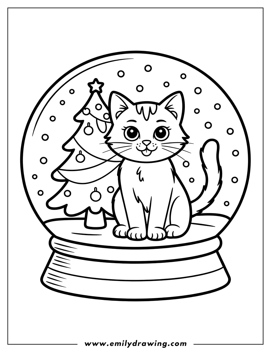 Snow Globe Coloring Pages - Emily Drawing