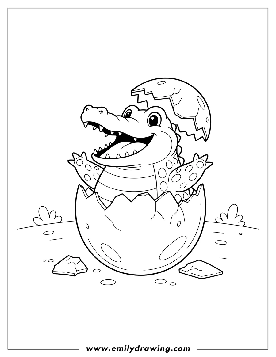 Crocodile Coloring Pages - Emily Drawing