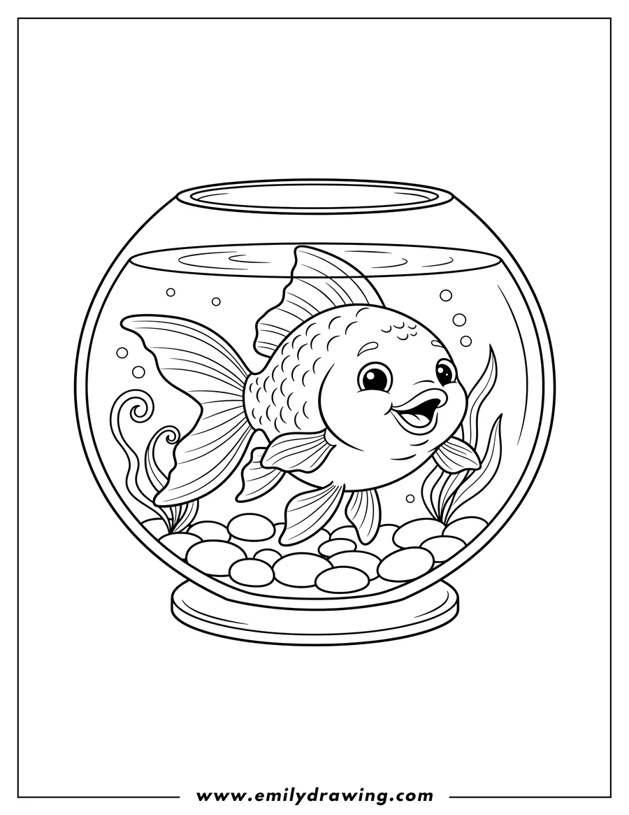 Goldfish Coloring Pages - Emily Drawing