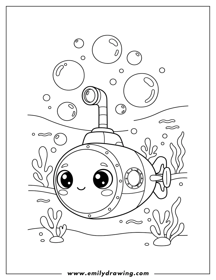 Submarine Coloring Pages - Emily Drawing