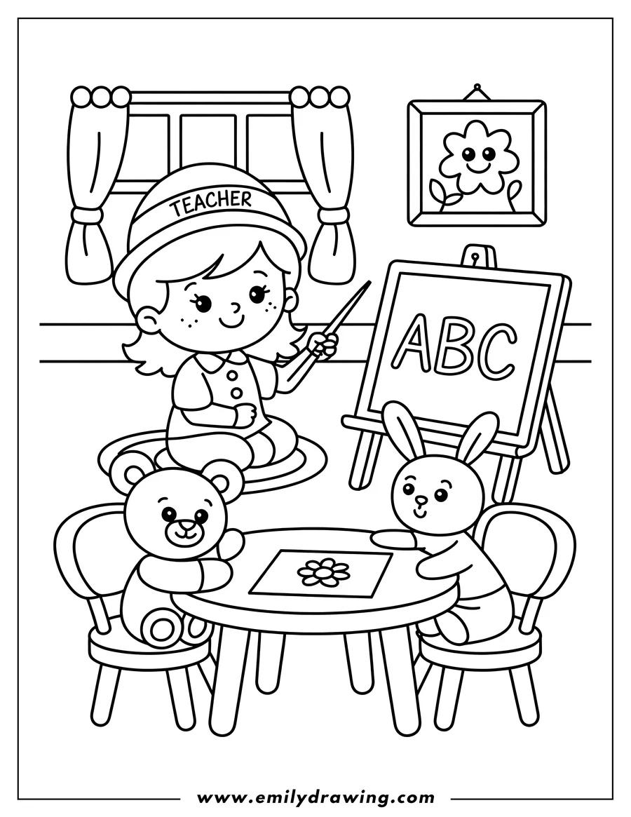 Teacher Coloring Pages - Emily Drawing