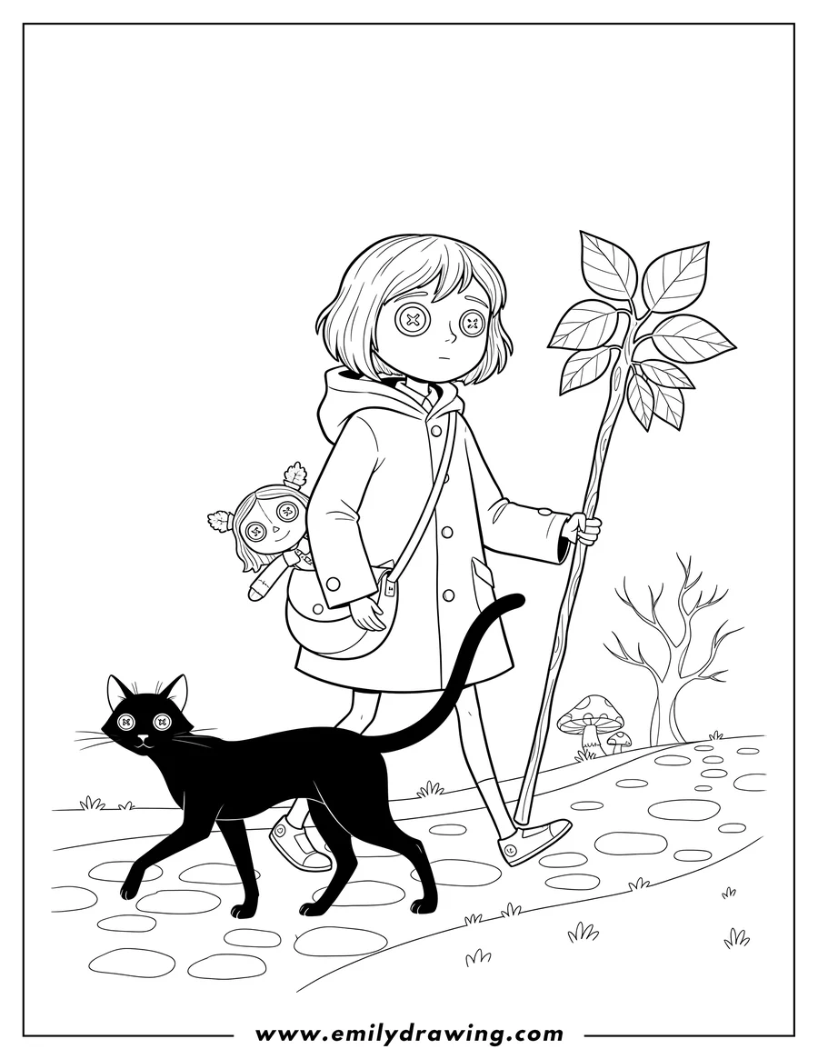 Coraline Coloring Pages - Emily Drawing