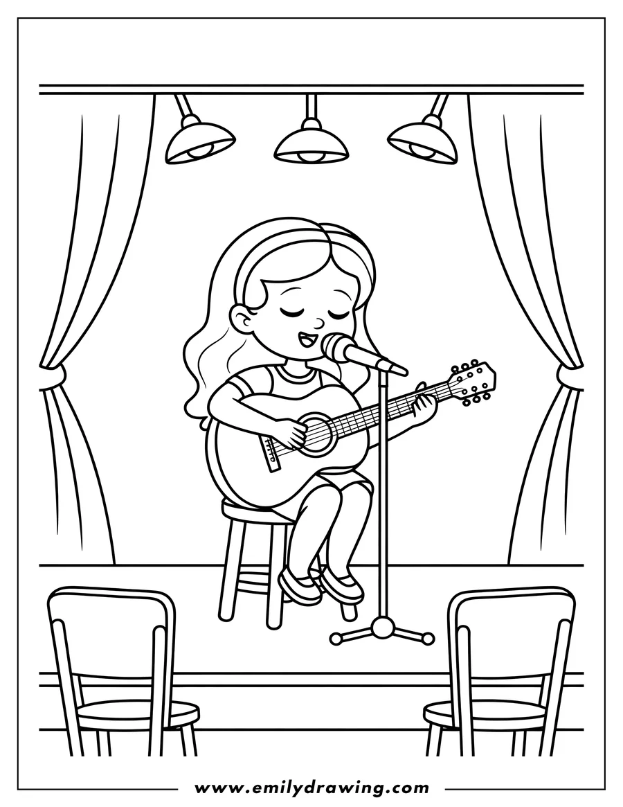 Guitar Coloring Pages - Emily Drawing