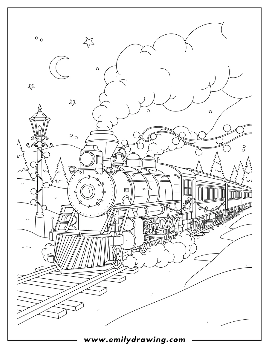 Polar Express Coloring Pages - Emily Drawing
