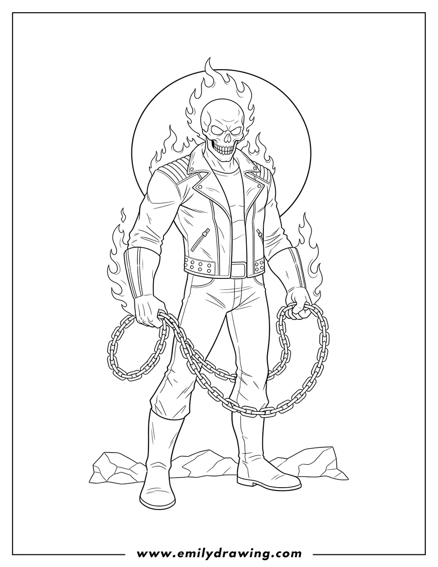 Ghost Rider Coloring Pages - Emily Drawing