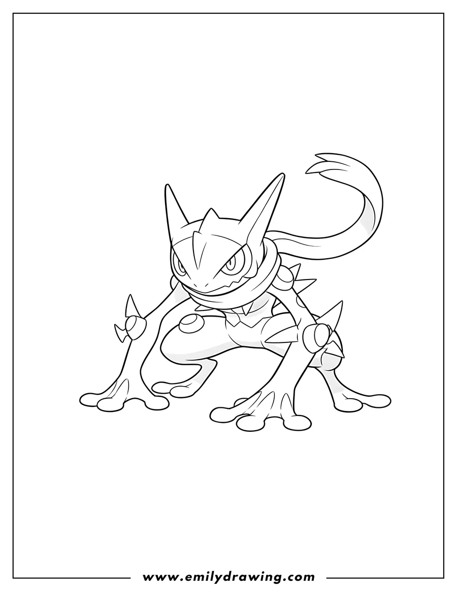 Greninja Coloring Pages - Emily Drawing