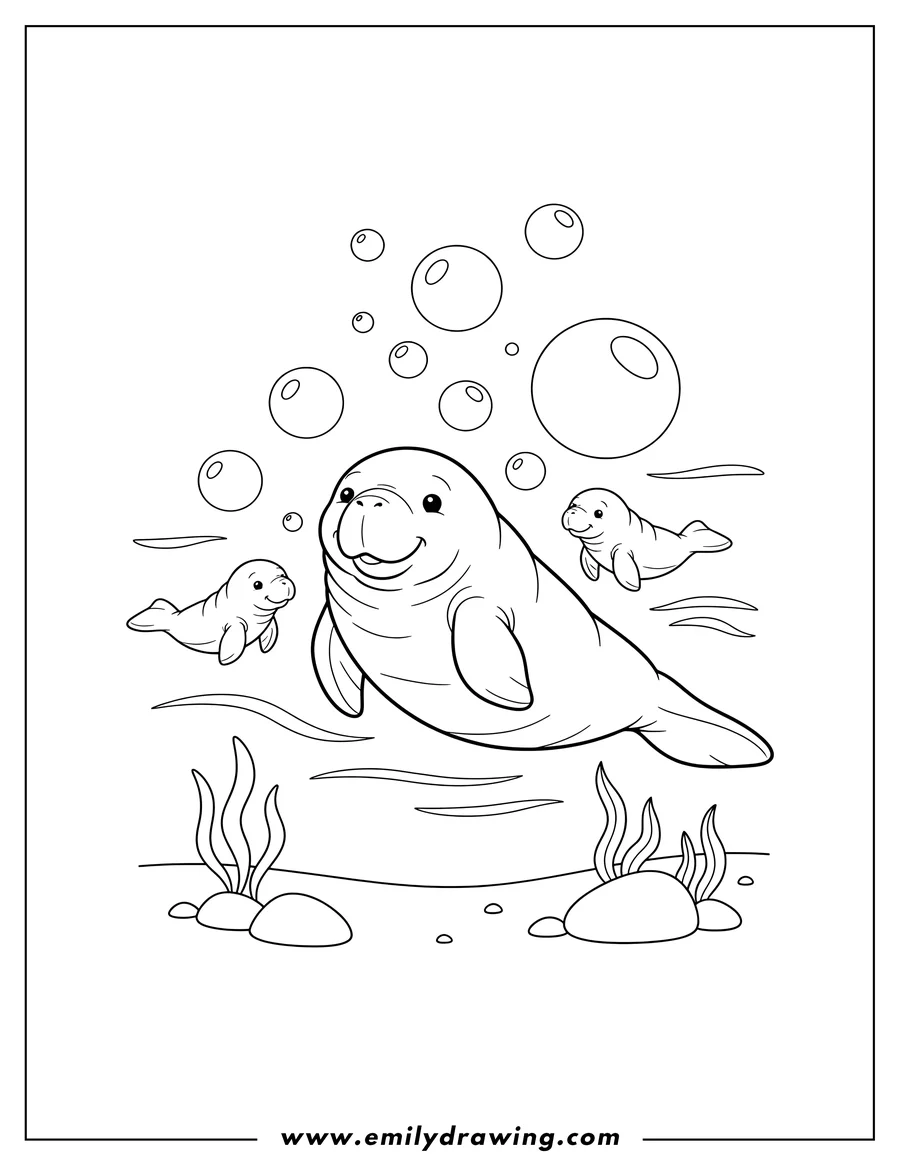 Manatee Coloring Pages - Emily Drawing