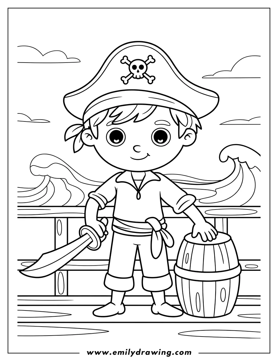 Pirate Coloring Pages - Emily Drawing