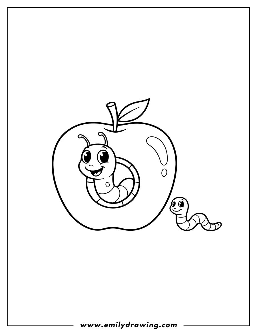 Worm Coloring Pages - Emily Drawing