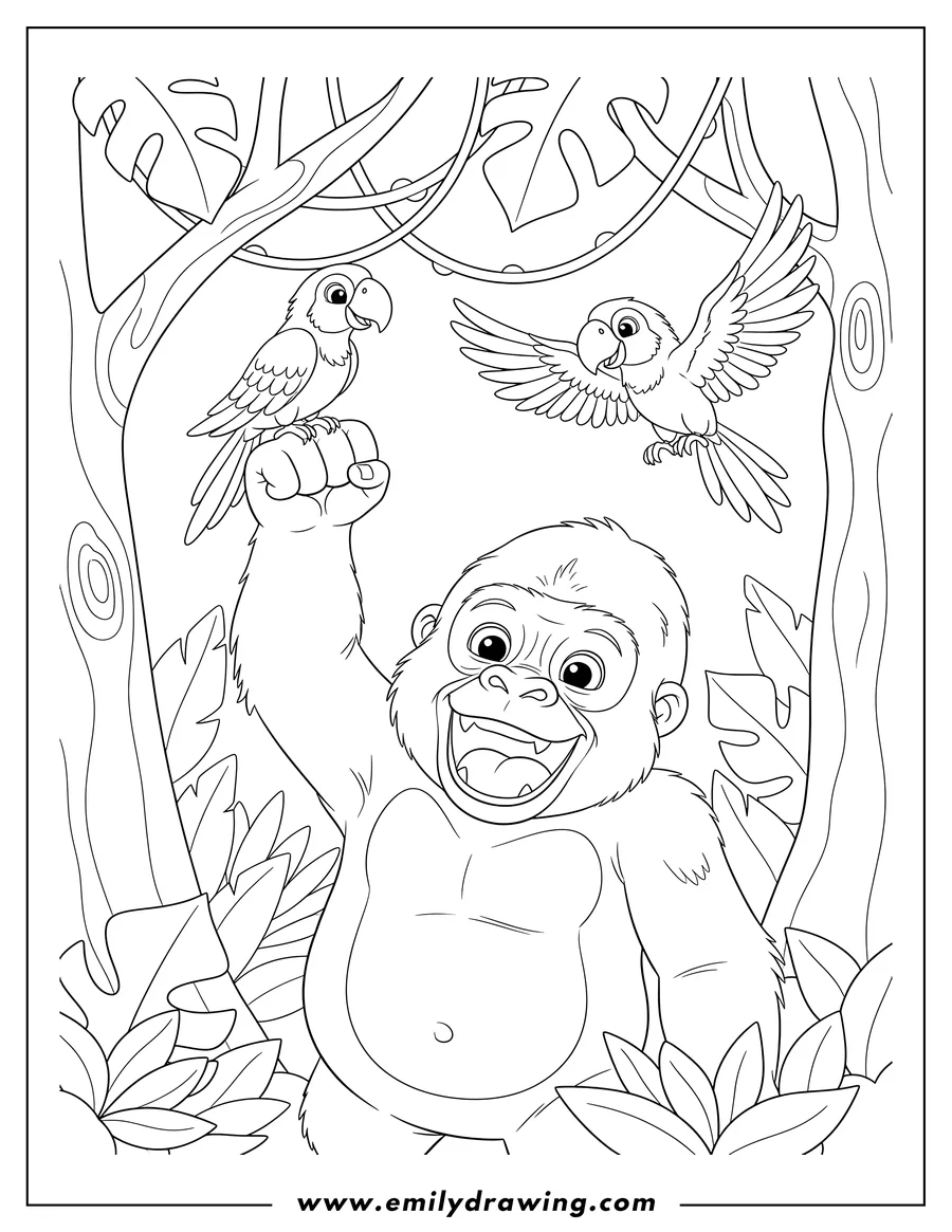 Gorilla Coloring Pages - Emily Drawing