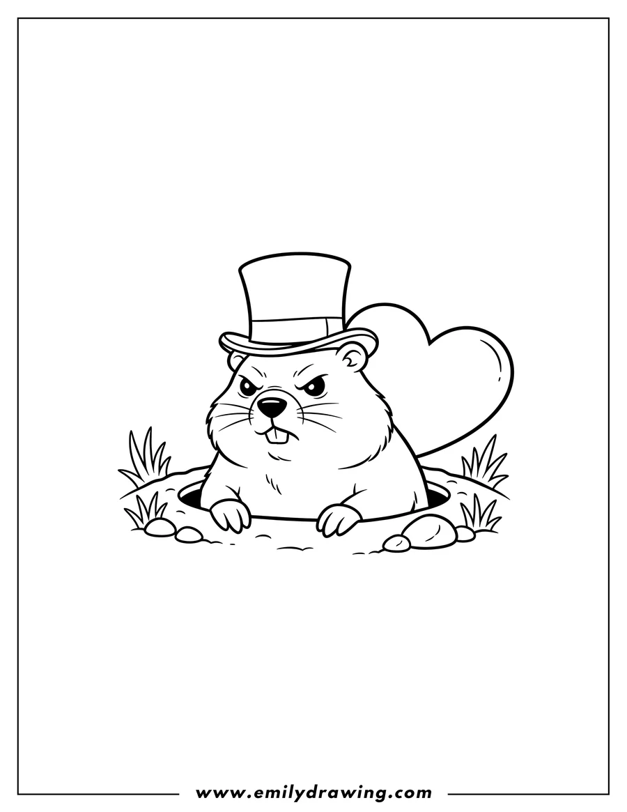 Groundhog Day Coloring Pages - Emily Drawing