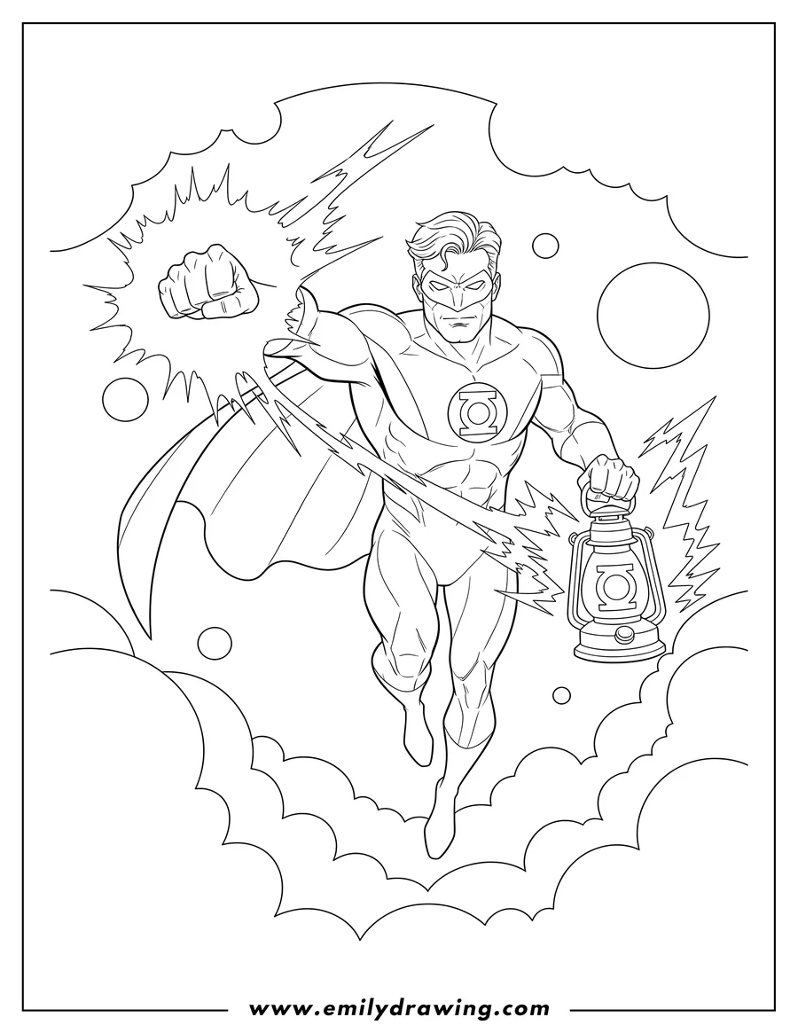 Green Lantern Coloring Pages - Emily Drawing