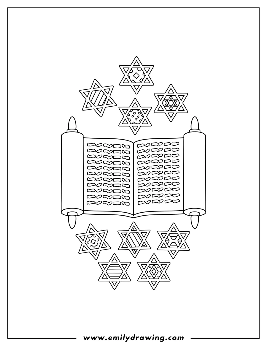 Hanukkah Coloring Pages - Emily Drawing