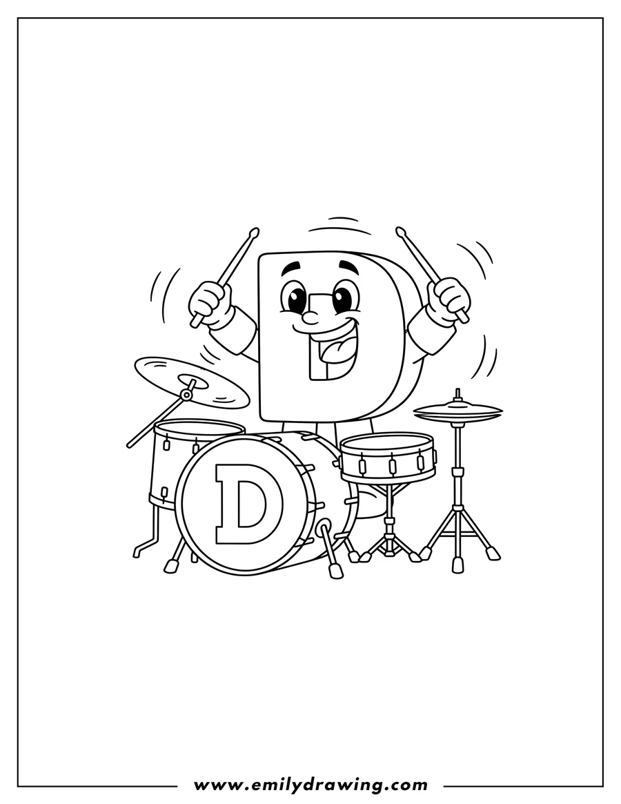 Letter D Coloring Pages - Emily Drawing