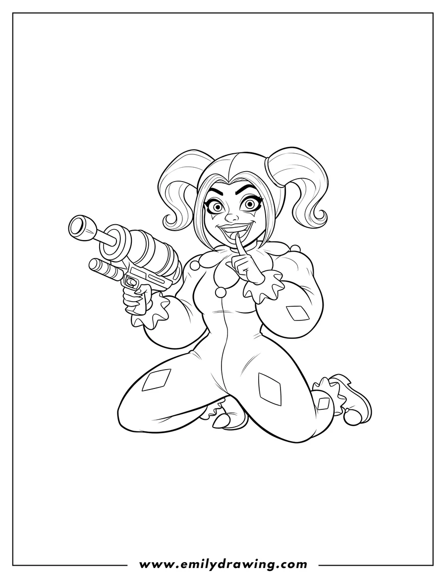 Harley Quinn Coloring Pages - Emily Drawing