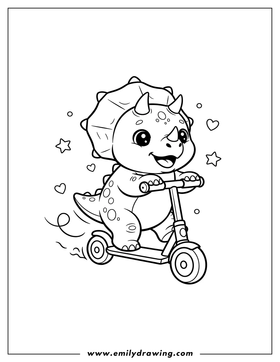 Triceratops Coloring Pages - Emily Drawing