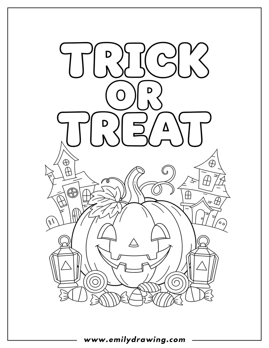 Trick Or Treat Coloring Pages - Emily Drawing