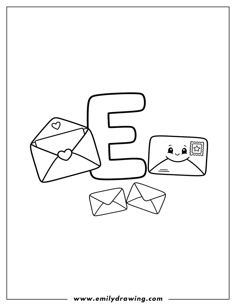 Letter E Coloring Pages - Emily Drawing