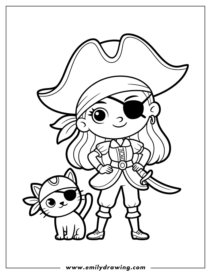 Pirate Coloring Pages - Emily Drawing
