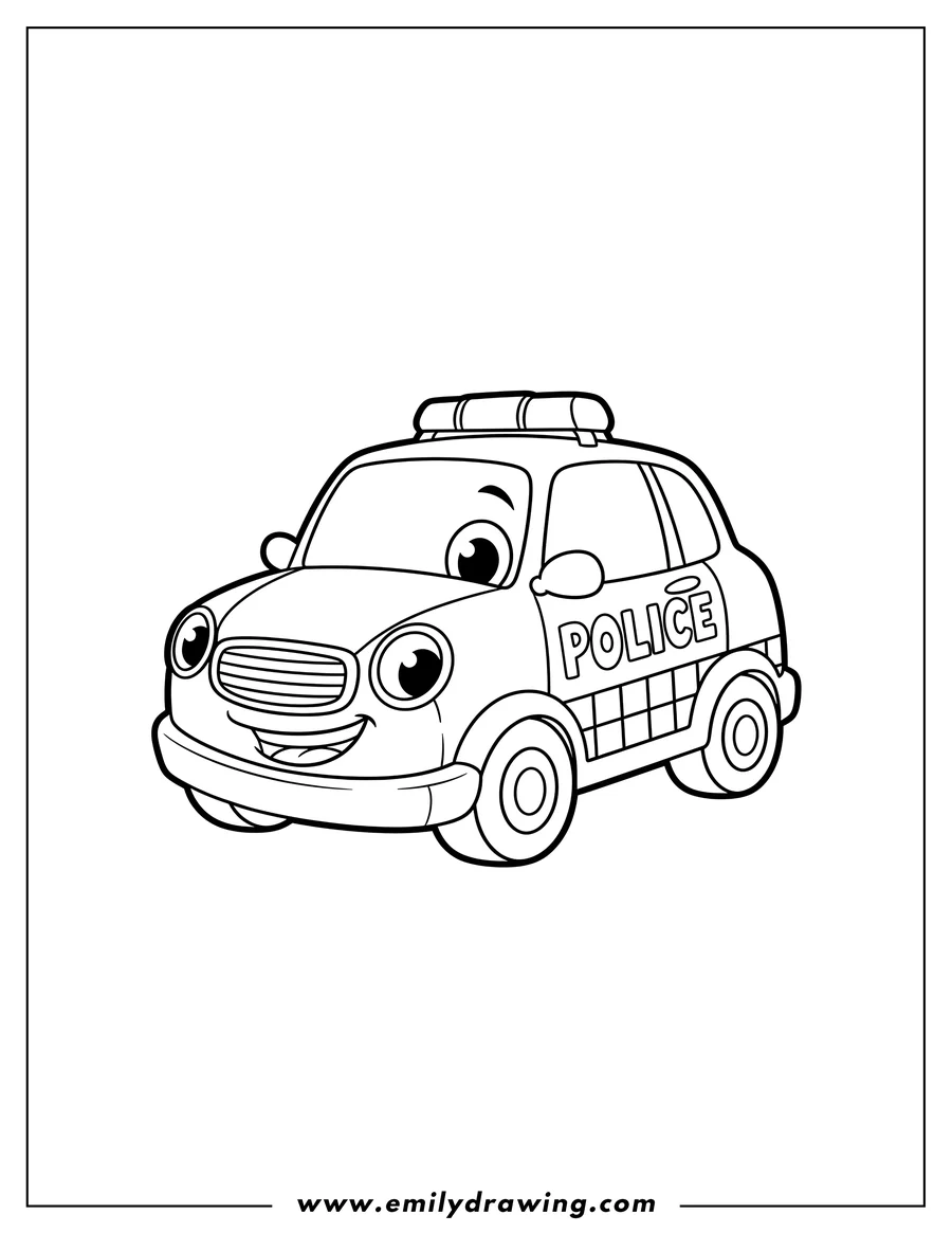 Police Car Coloring Pages - Emily Drawing