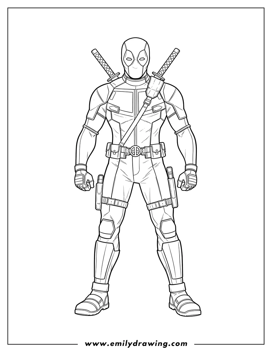 Deadpool Coloring Pages - Emily Drawing