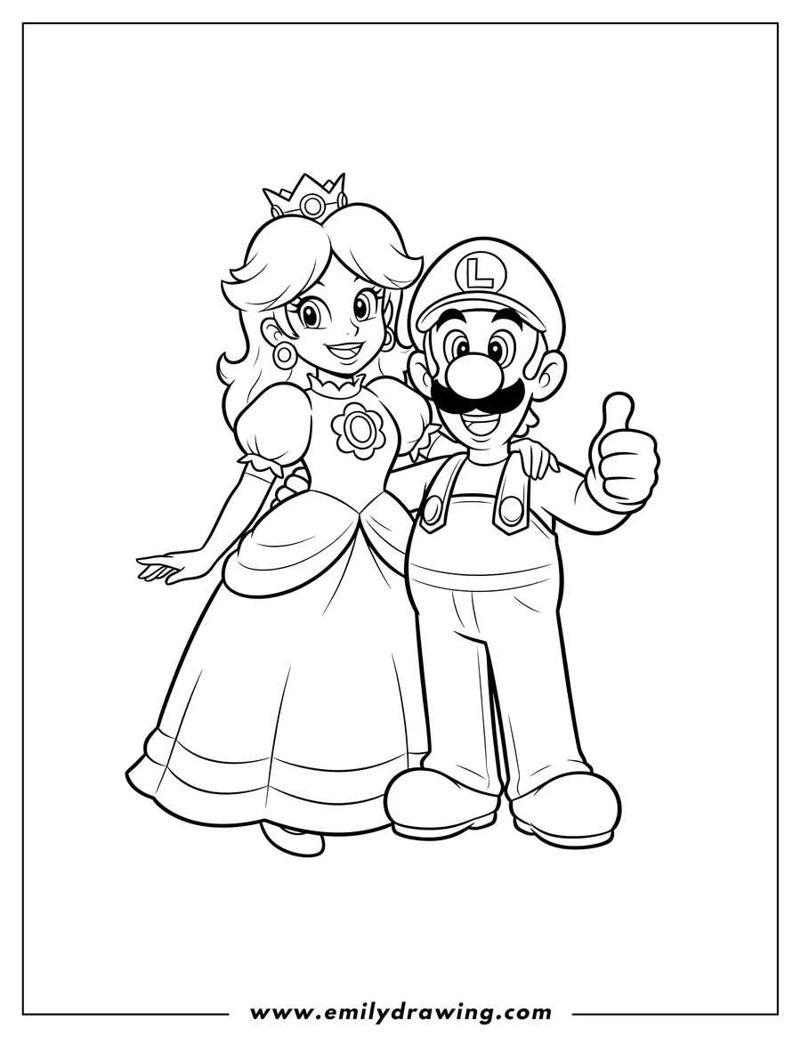 Princess Daisy Coloring Pages - Emily Drawing