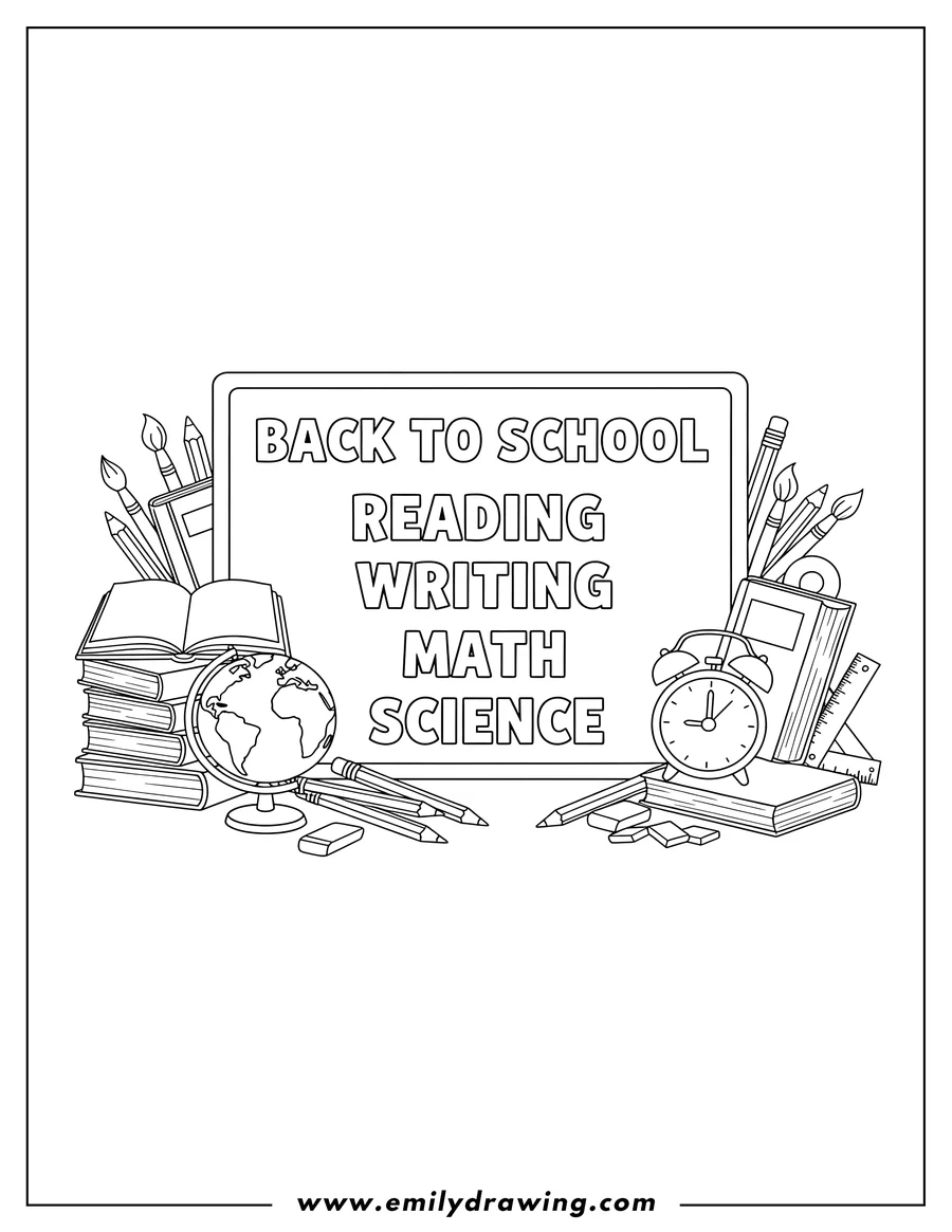 Back To School Coloring Pages - Emily Drawing