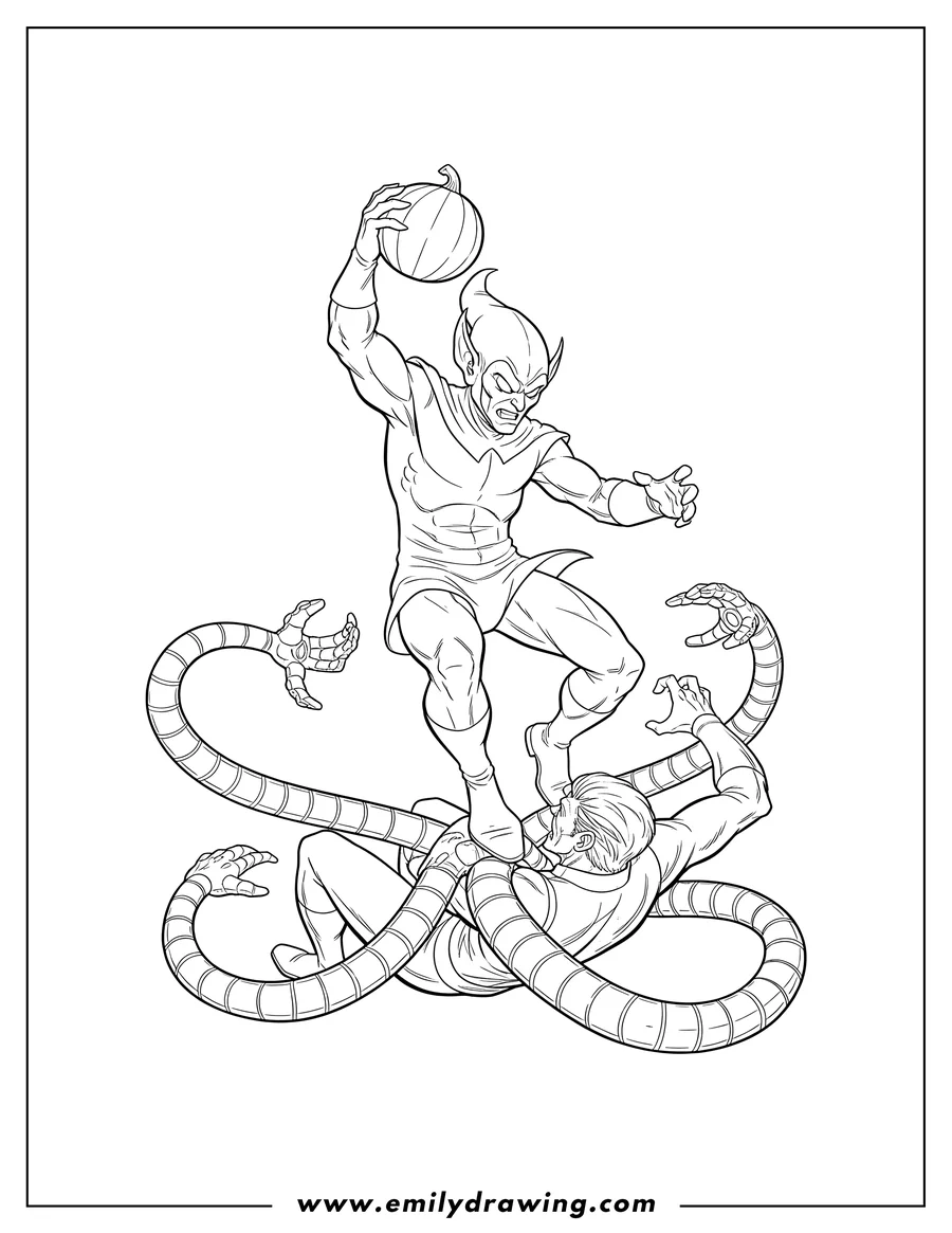 Green Goblin Coloring Pages - Emily Drawing
