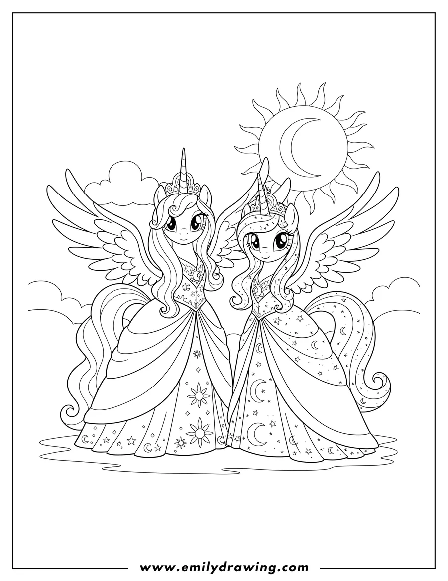 Princess Celestia Coloring Pages - Emily Drawing