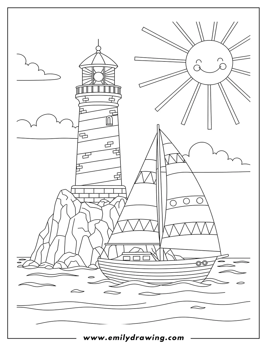 Lighthouse Coloring Pages - Emily Drawing