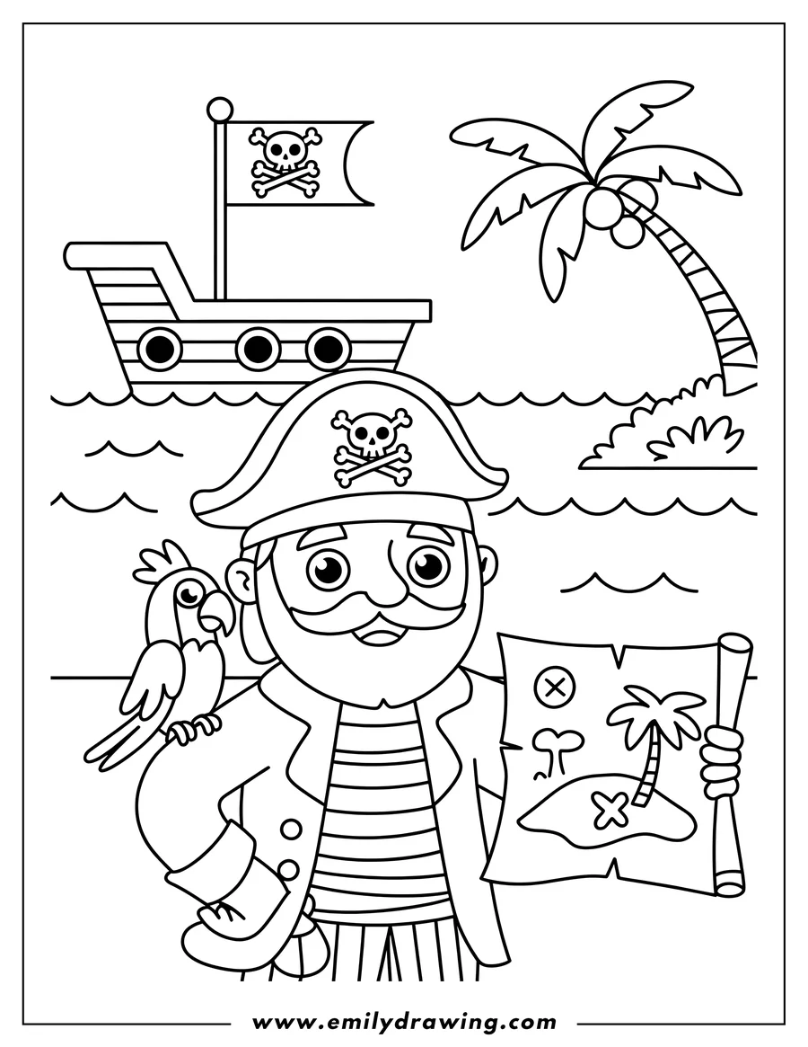 Pirate Coloring Pages - Emily Drawing