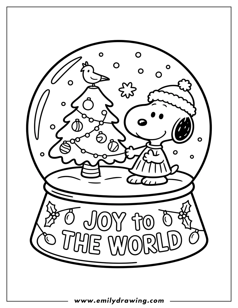 Snow Globe Coloring Pages - Emily Drawing