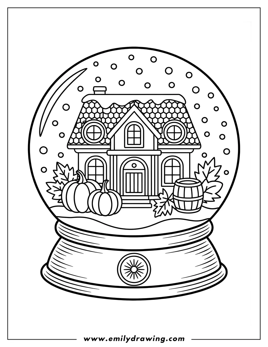 Snow Globe Coloring Pages - Emily Drawing