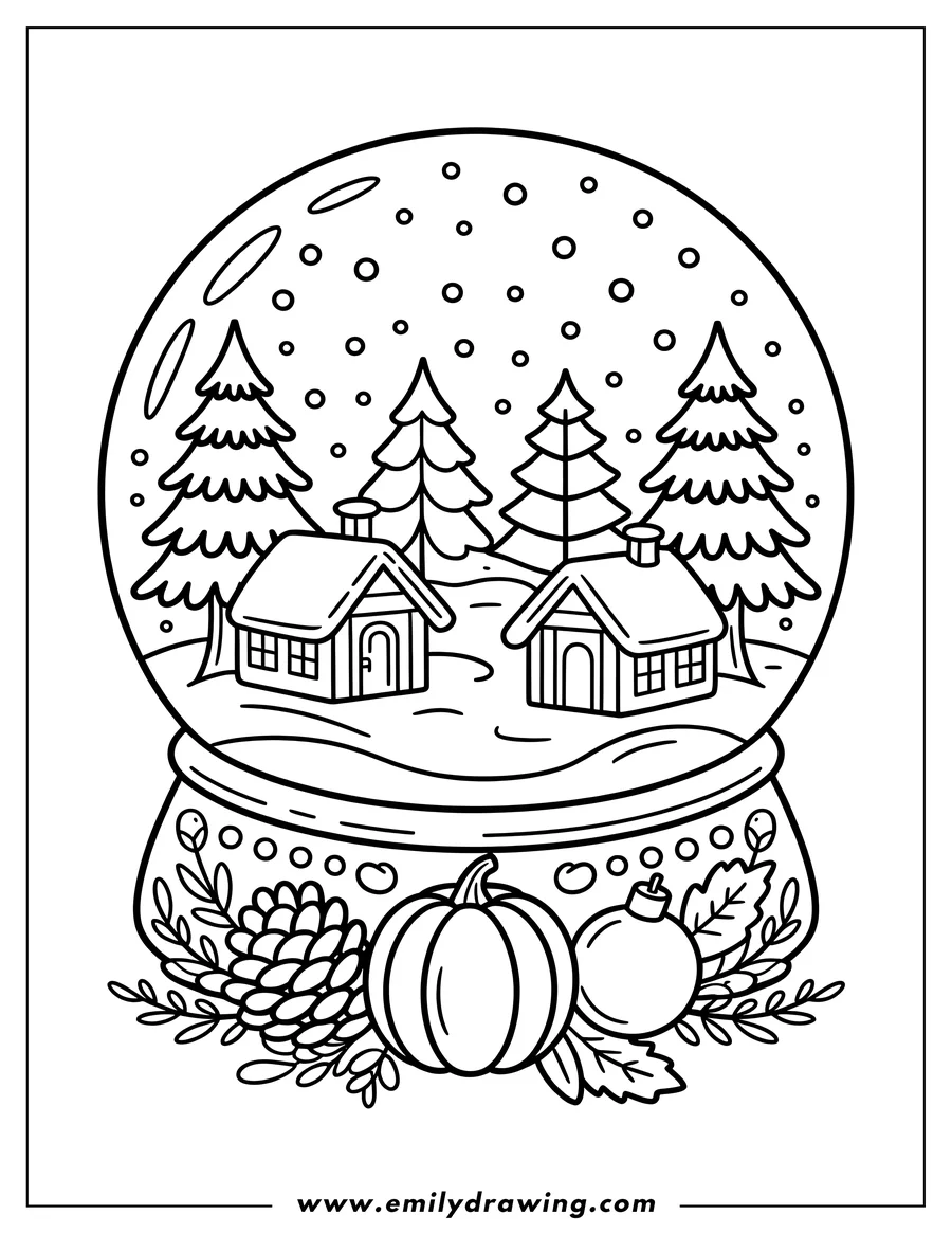Snow Globe Coloring Pages - Emily Drawing