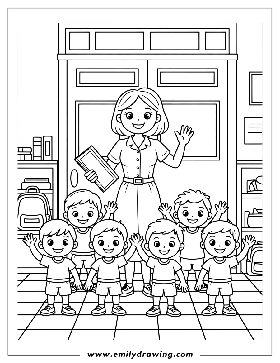 Teacher Coloring Pages - Emily Drawing