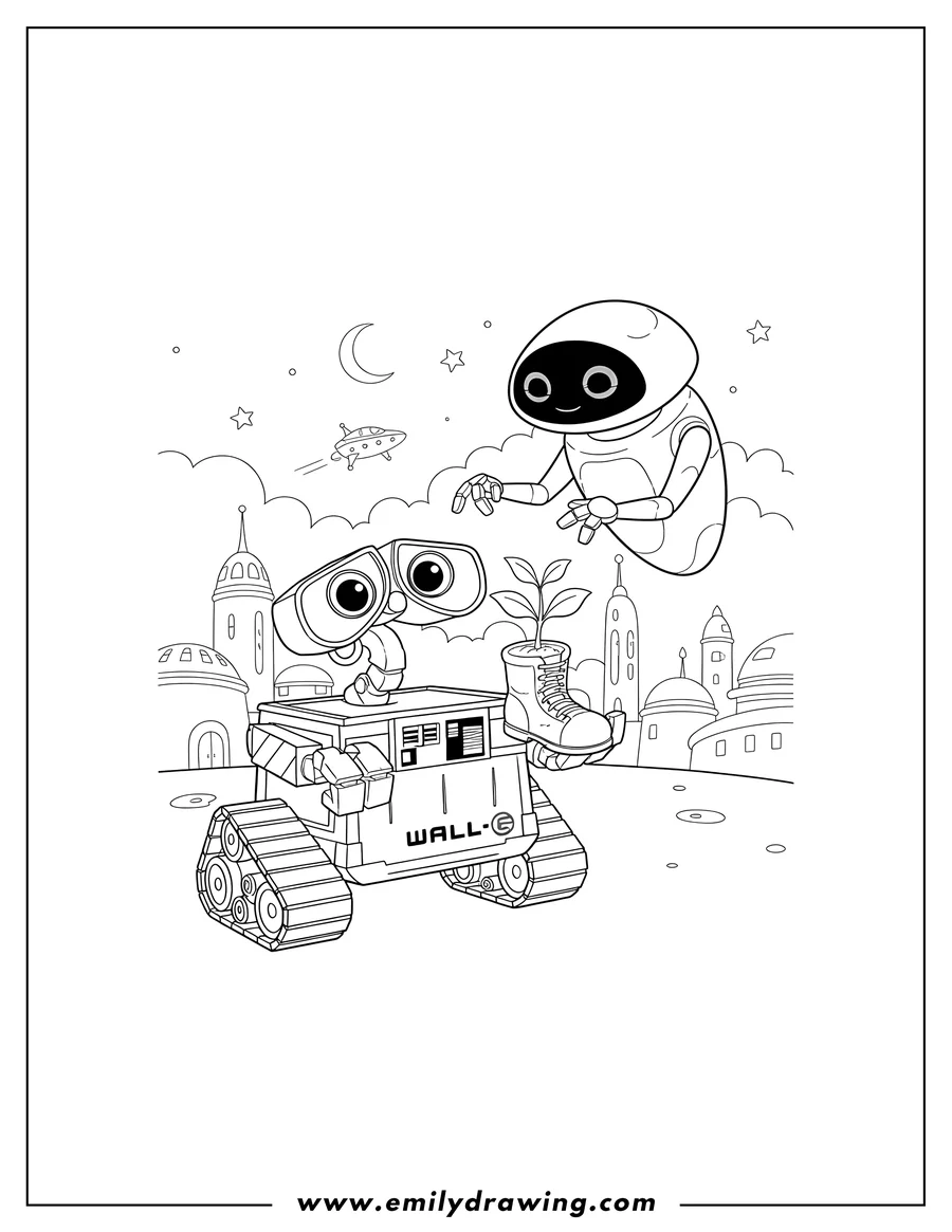 Pixar Coloring Pages - Emily Drawing
