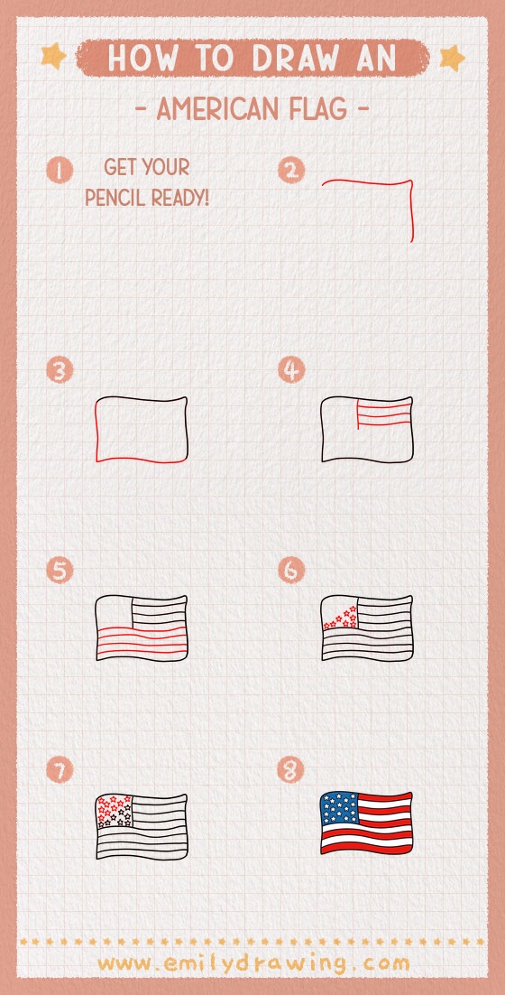 How to Draw an American Flag - Emily Drawing