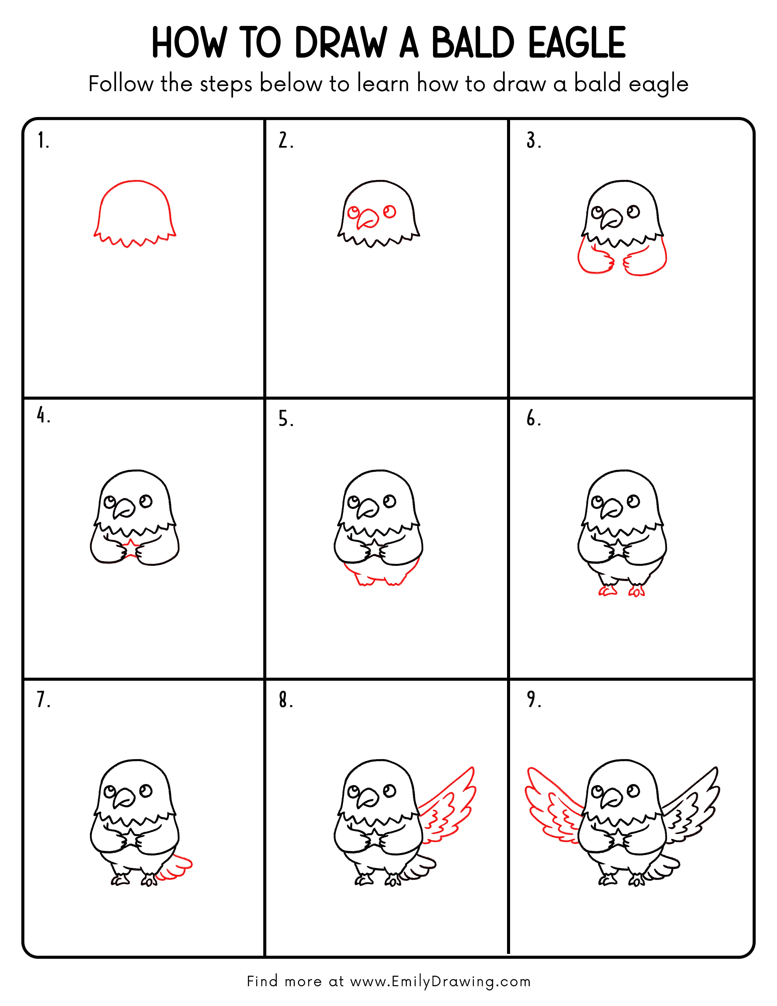 How to Draw a Bald Eagle - Emily Drawing