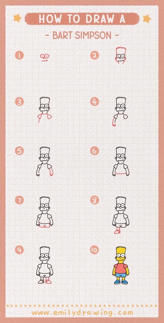 How to Draw a Bart Simpson - Emily Drawing