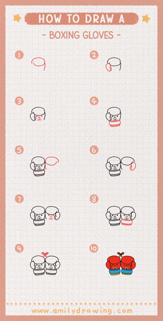 How to Draw a Boxing Gloves - Emily Drawing
