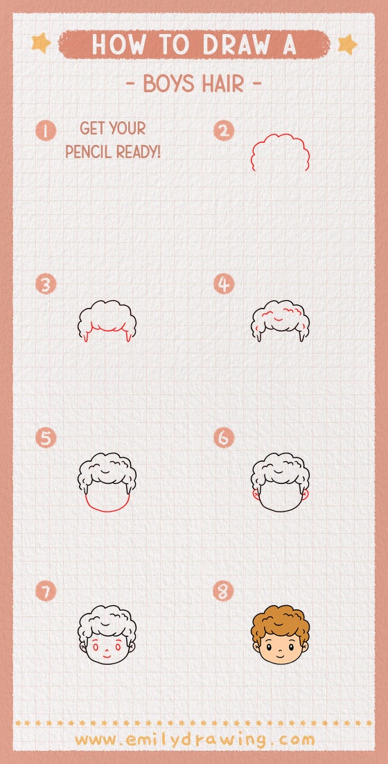 How to Draw a Boys Hair - Emily Drawing
