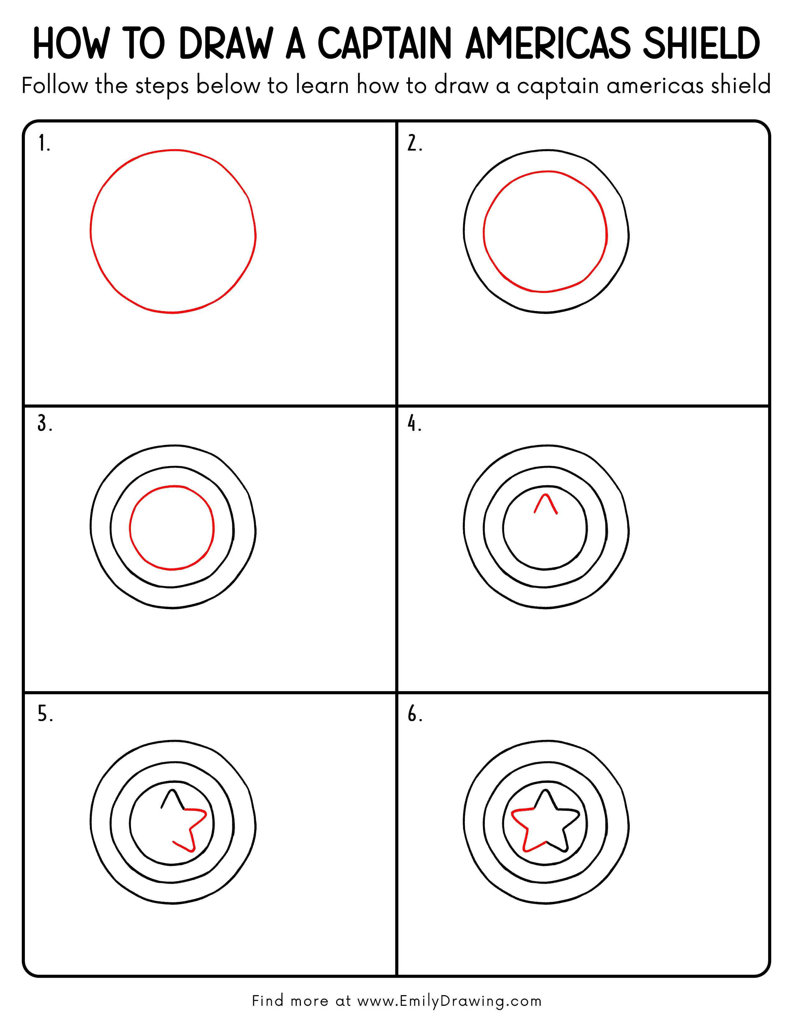How to Draw a Captain Americas Shield - Emily Drawing