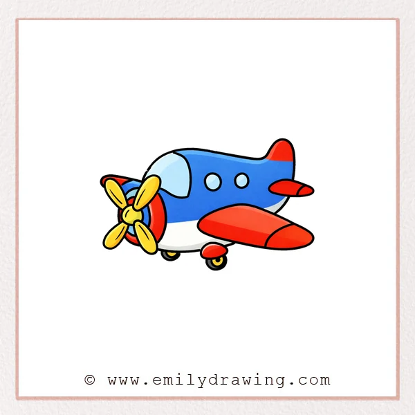 How to Draw a Cartoon Airplane - Emily Drawing